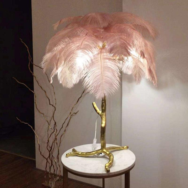 Contempory Luxury Hollywood Regency Ostrich Table Lamp